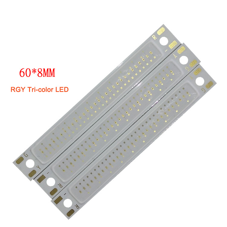 60*8mm RGY Tri-Color COB LED Strip Bar Light 2.36 inch DC2.5-3V 3W ...