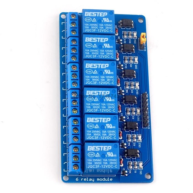 6 Channel Optical Coupling Relay Module 12V for Arduino | Satistronics