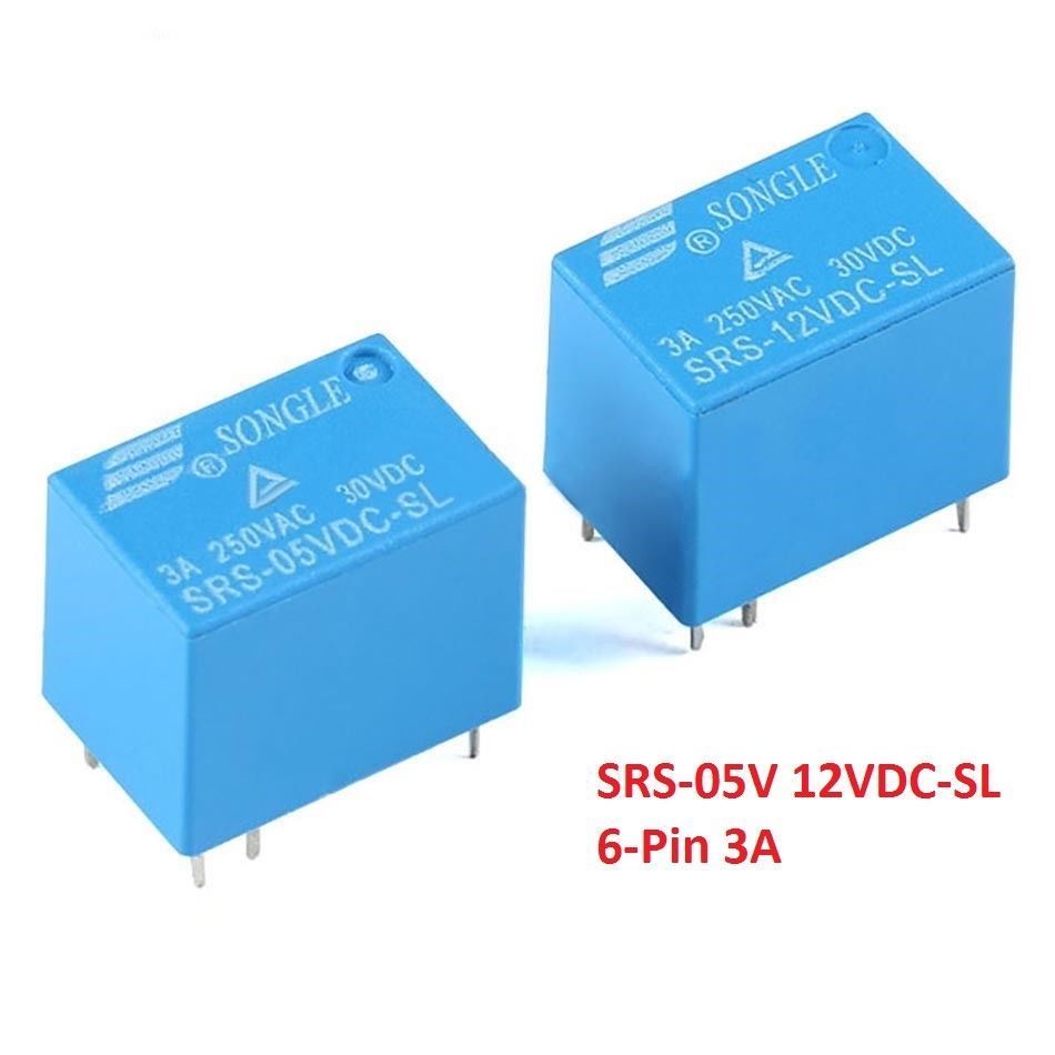 6 Pin Mini Power Relay SRS-05V 12V 3A 4100 Relays PCB | Satistronics