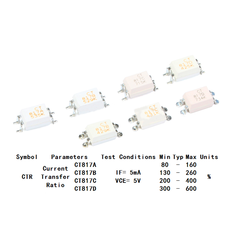 CT Micro CT817(A)(B1)(B)(C1)(C)(D1)(D) SOP-4 Optocouplers Compatible PC817 EL817 | Satistronics