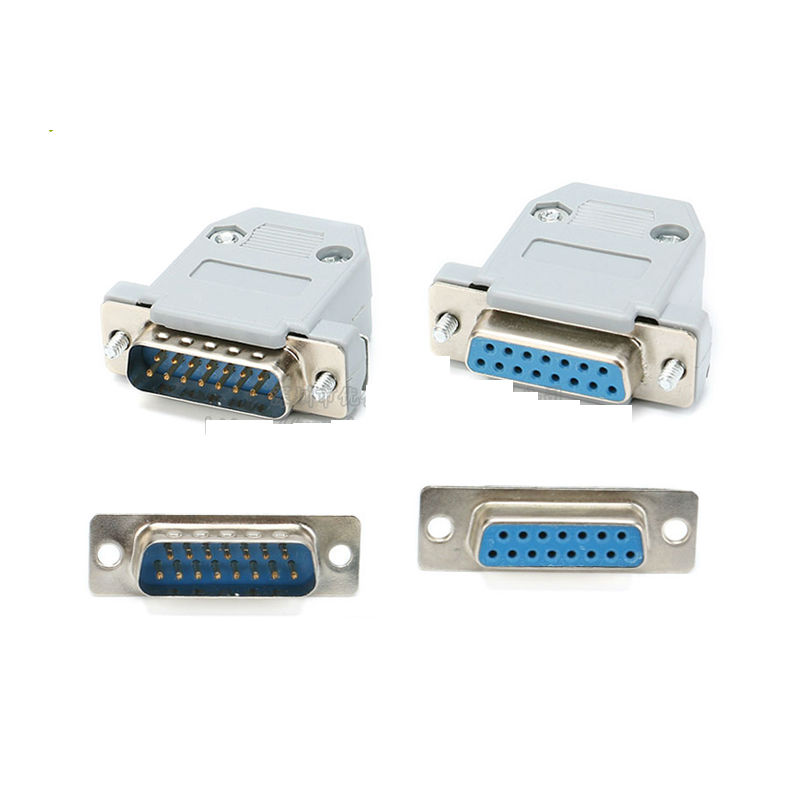 DB15 Plug Socket Shell Dual Row Male/Female Head Shell Welding Line 15 ...