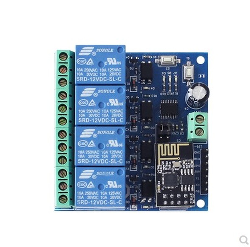12V ESP8266 ESP-01 4 Channel WiFi Relay Module for IOT Smart Home Phone ...