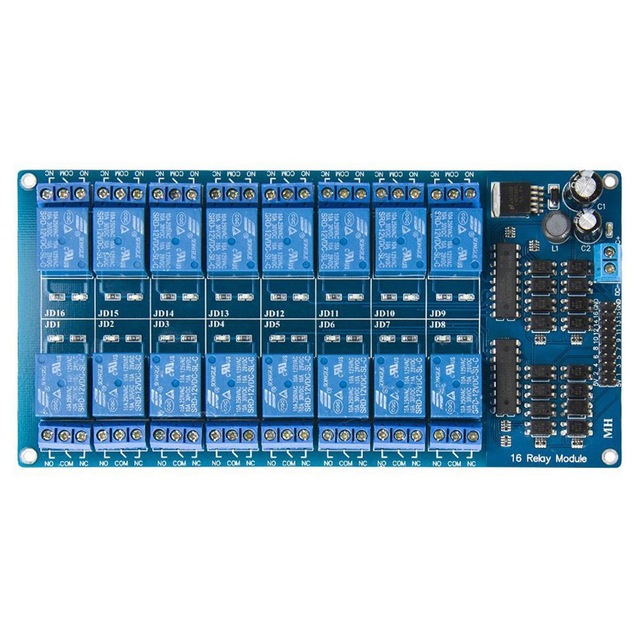 16 Channel Relay Module Board 5V 12V with Optocoupler Protection LM2576 ...